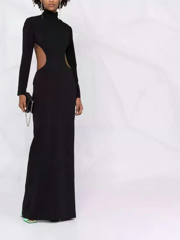 MONOT Open-back High-neck Evening Gown