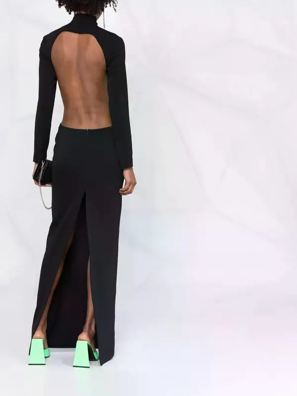 MONOT Open-back High-neck Evening Gown