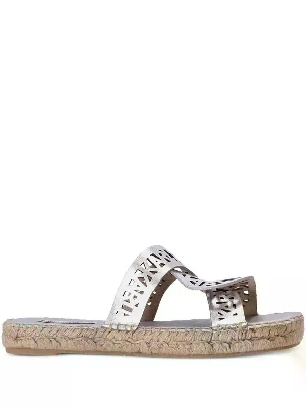Karl Lagerfeld Souk Interlock Espadrille Slides - Silver