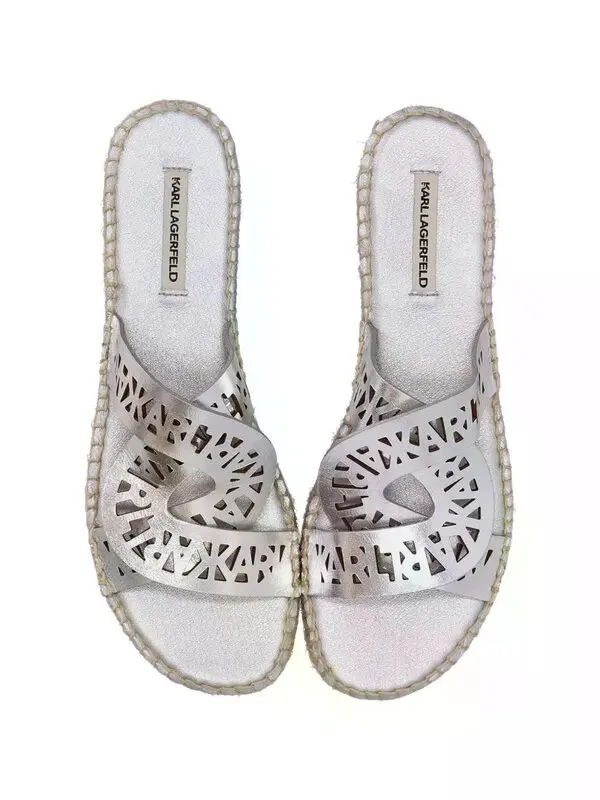 Karl Lagerfeld Souk Interlock Espadrille Slides - Silver