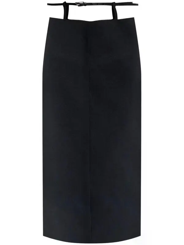 Attico Belted Crepe Midi Skirt