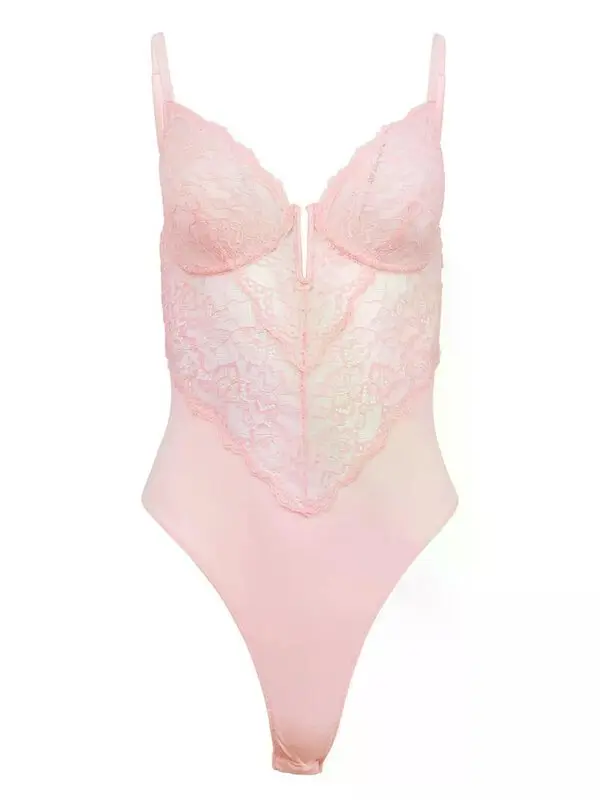FLEUR DU MAL Bianca Lace Bodysuit - Pink