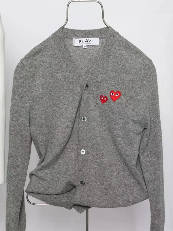 Play Comme Des Garcon Wool Cardigan - Grey