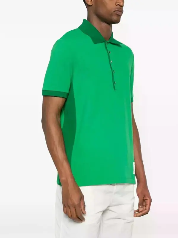 Thom Browne 4-bar Cotton Polo Shirt - Green