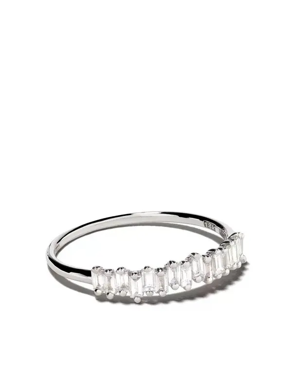 SUZANNE KALAN 18kt White Gold Fireworks Classic Stacker Diamond Ring - Silver