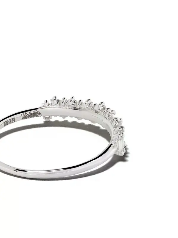 SUZANNE KALAN 18kt White Gold Fireworks Classic Stacker Diamond Ring - Silver