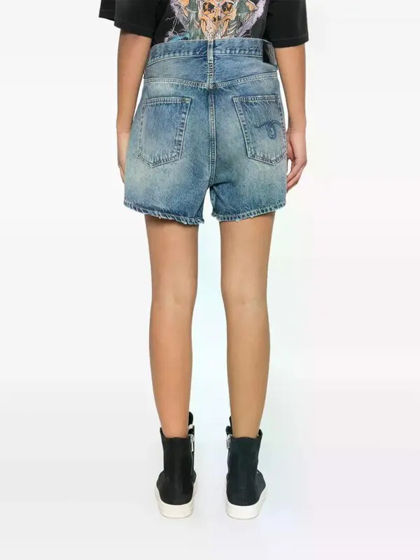 R13 Frayed Denim Shorts