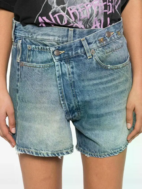 R13 Frayed Denim Shorts