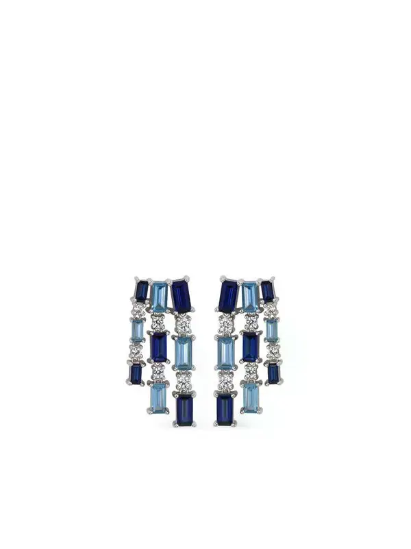 LARK & BERRY Sterling Blue Dahlia Sapphire Chandelier Earrings - Silver