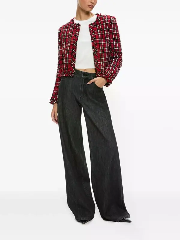 Alice + Olivia Kidman Cropped Plaid Jacket