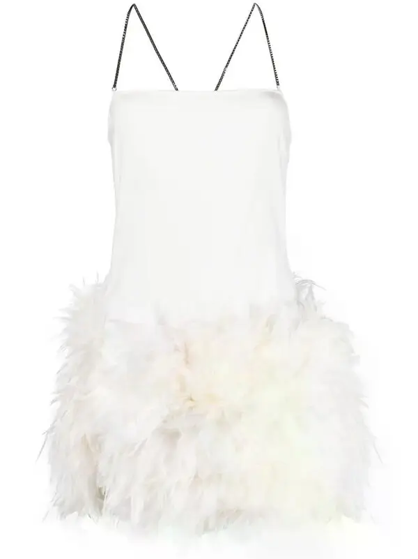 Attico Fujiko Feather-trimmed Minidress - White