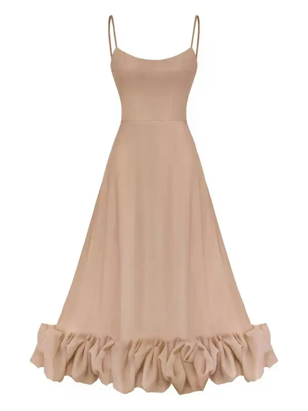POST MERIDIEM Flounce Bustier Midi Dress