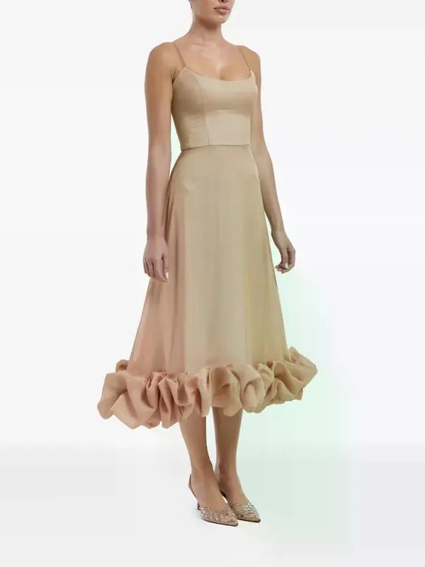 POST MERIDIEM Flounce Bustier Midi Dress