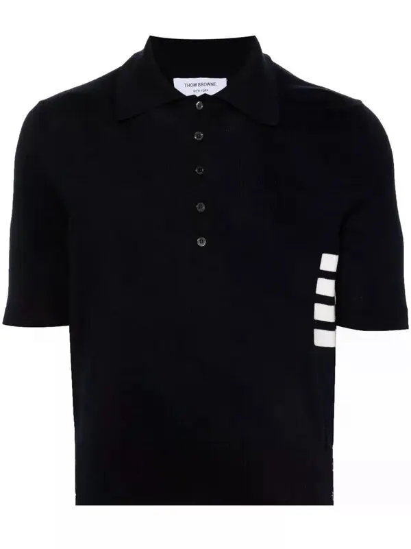Thom Browne 4-bar Knitted Polo Shirt - Blue