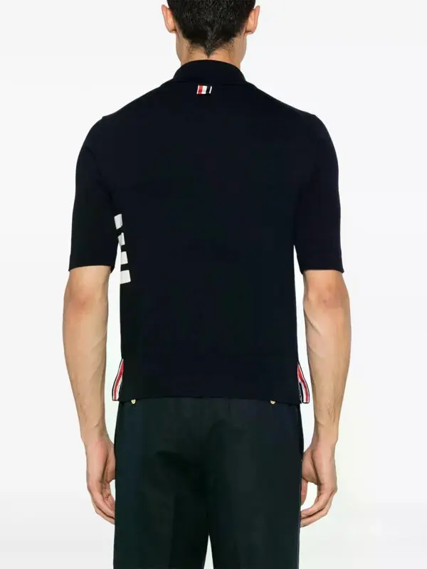 Thom Browne 4-bar Knitted Polo Shirt - Blue