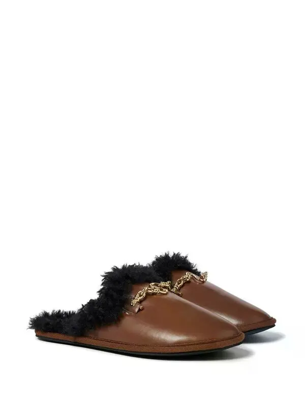 Stella McCartney Logo Plaque Faux Fur Lined Slippers - Brown