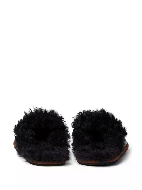 Stella McCartney Logo Plaque Faux Fur Lined Slippers - Brown