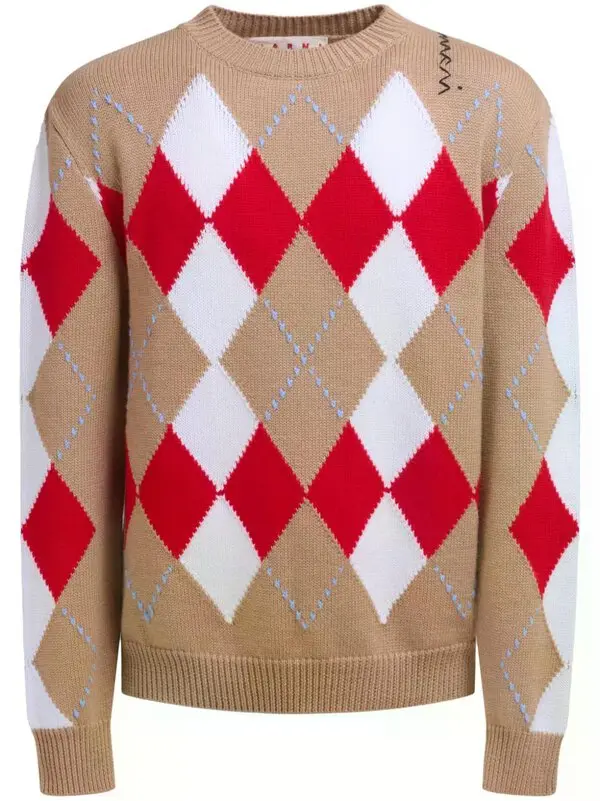 Marni Argyle Intarsia-knit Jumper - Neutrals