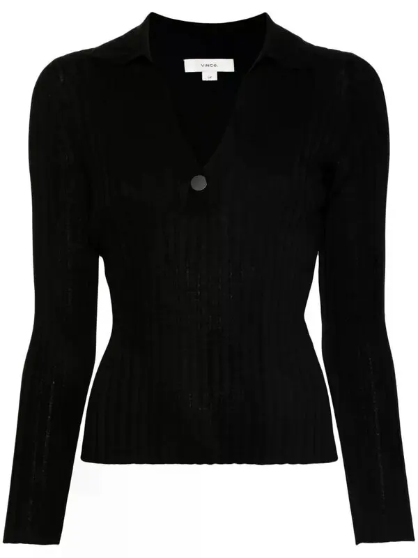 Vince Snap Polo Sweater - Black