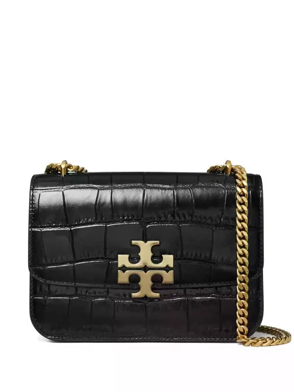 Tory Burch Eleanor Croc Effect Shoulder Bag - Black
