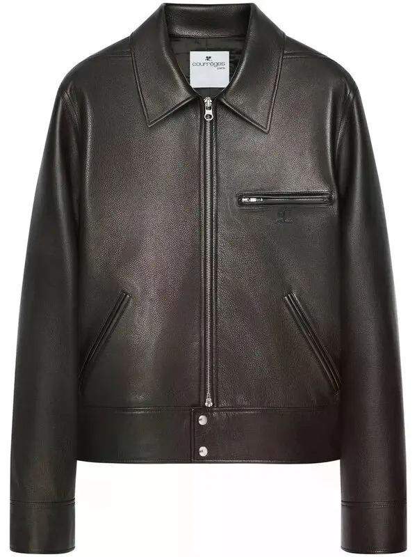 COURREGES Zip-up Leather Jacket