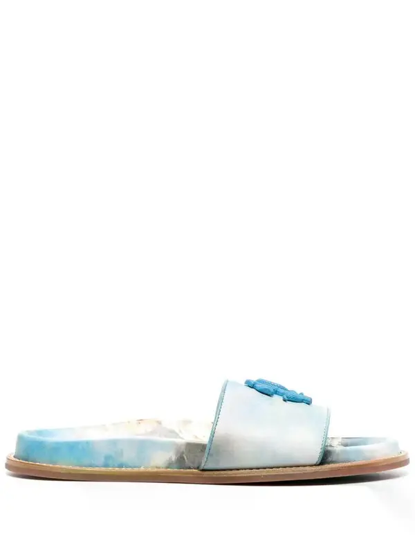 Roberto Cavalli Mirror Snake Leather Slides