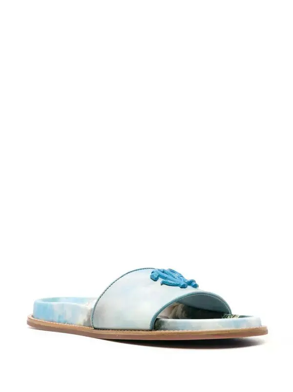 Roberto Cavalli Mirror Snake Leather Slides