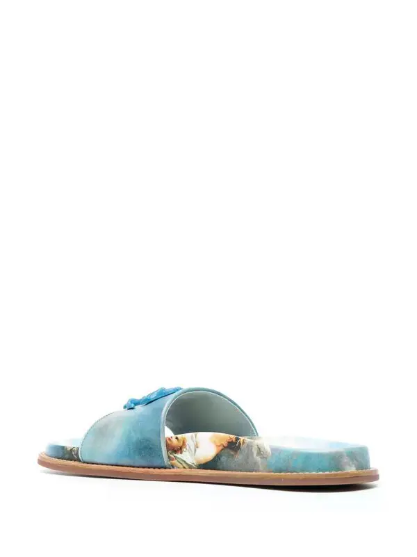 Roberto Cavalli Mirror Snake Leather Slides