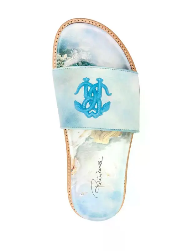 Roberto Cavalli Mirror Snake Leather Slides