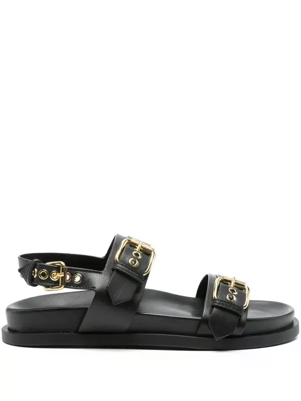 Agl Leather Buckle-fastening Slingback Sandals - Black