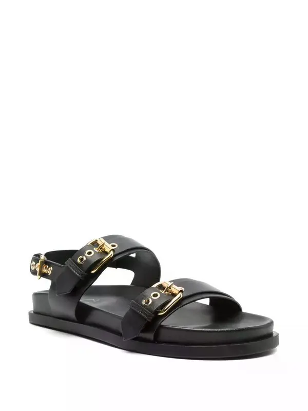 Agl Leather Buckle-fastening Slingback Sandals - Black