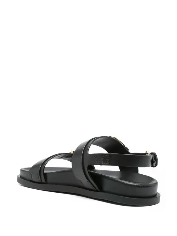 Agl Leather Buckle-fastening Slingback Sandals - Black