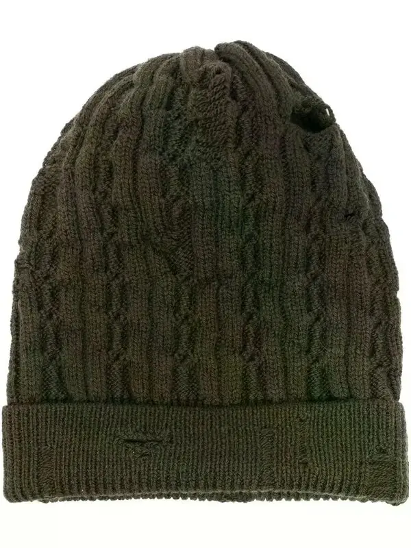 Roberto Cavalli Distressed-effect Beanie - Green