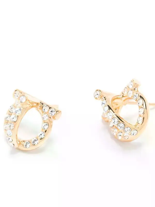 FERRAGAMO Gancio 3d Crystal Stud Earrings