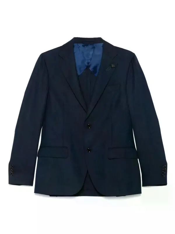 LARDINI Brooch-detail Blazer - Blue
