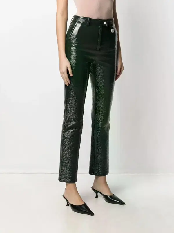COURREGES Slim-cut Vinyl Trousers - Green