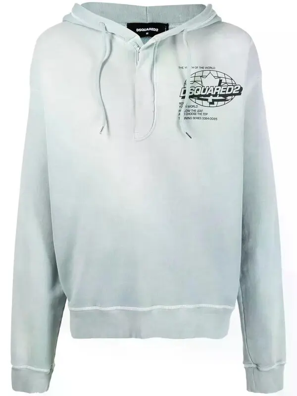 Dsquared2 Logo-print Cotton Hoodie - Blue