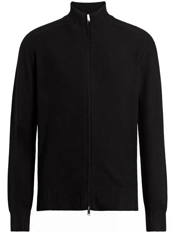 Zegna Cashseta Zip-up Cardigan - Black