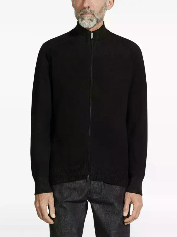 Zegna Cashseta Zip-up Cardigan - Black