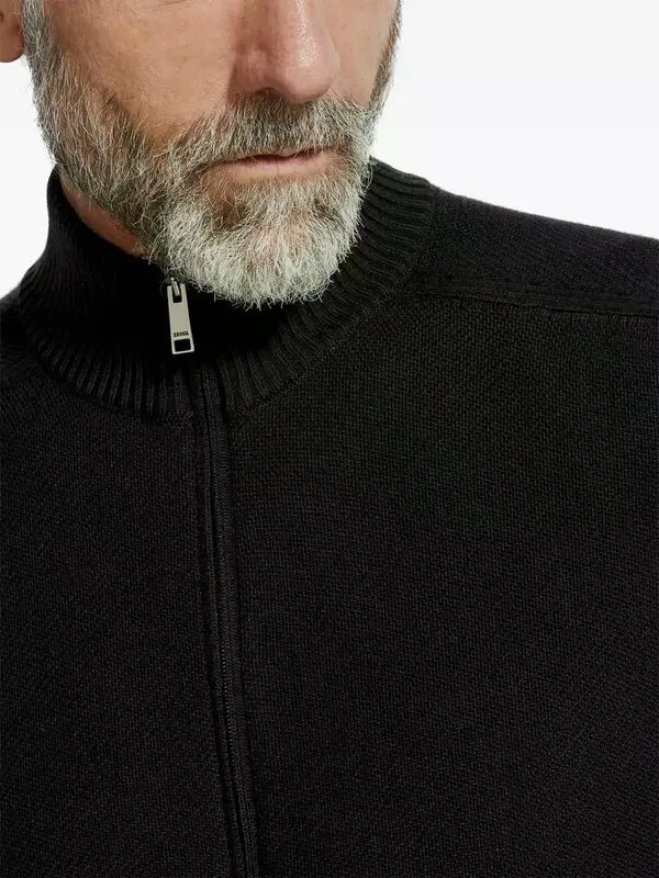 Zegna Cashseta Zip-up Cardigan - Black