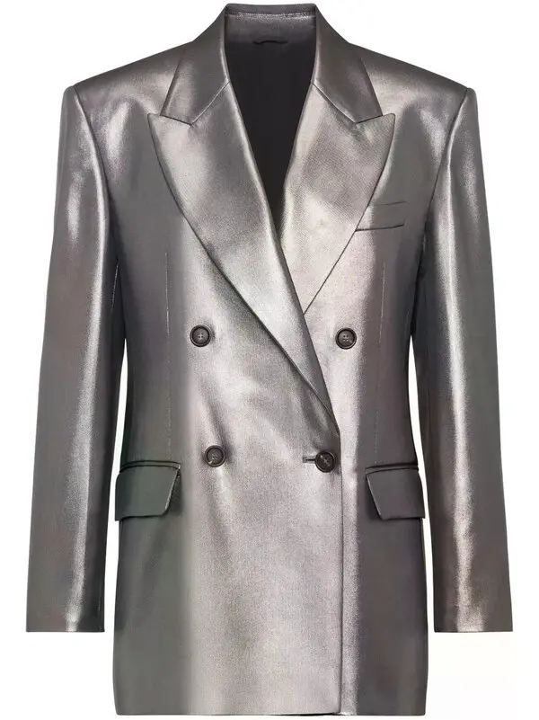 Brunello Cucinelli Double-breasted Metallic Blazer