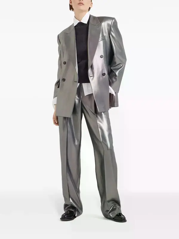 Brunello Cucinelli Double-breasted Metallic Blazer
