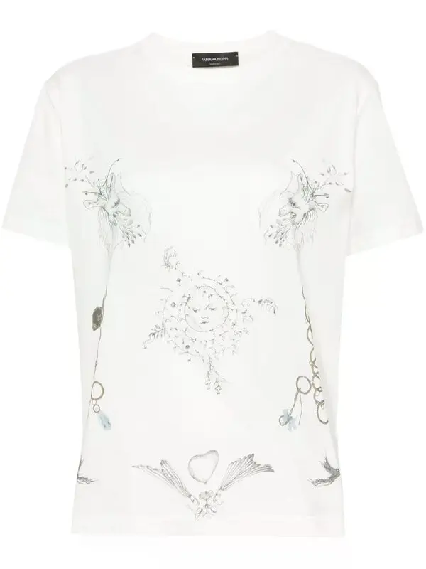 Fabiana Filippi Fabula-print Cotton T-shirt - White