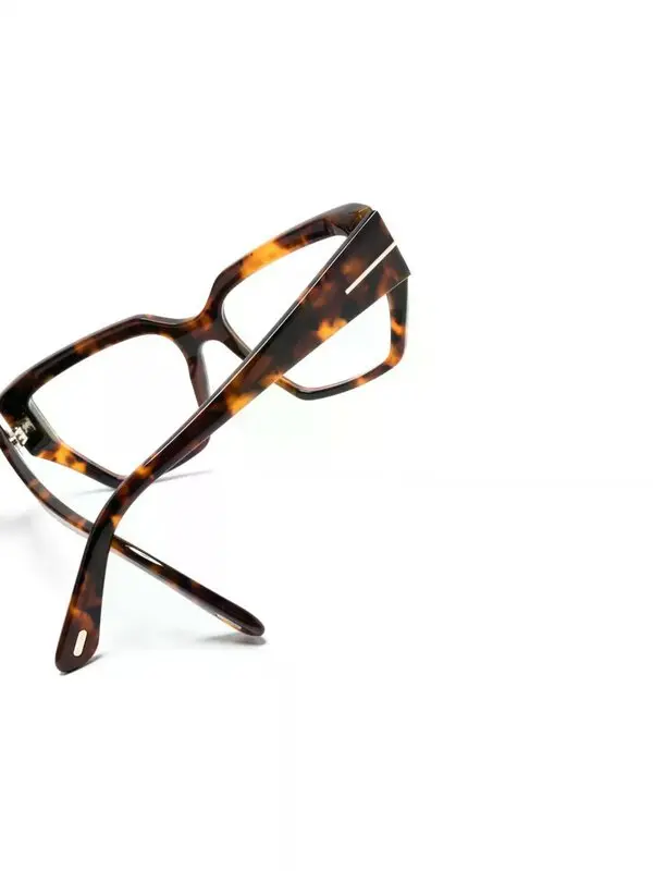TOM FORD Geometric Frame Glasses - Brown