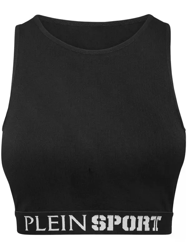 PLEIN SPORT Ribbed Seamless Training Sports Bra - Black