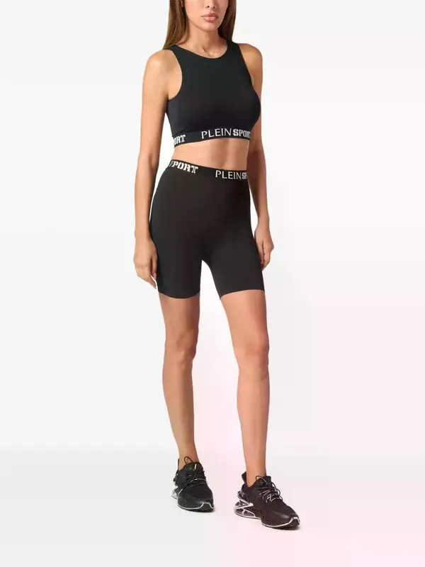 PLEIN SPORT Ribbed Seamless Training Sports Bra - Black