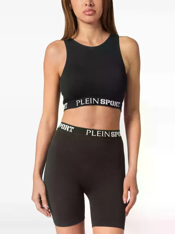 PLEIN SPORT Ribbed Seamless Training Sports Bra - Black