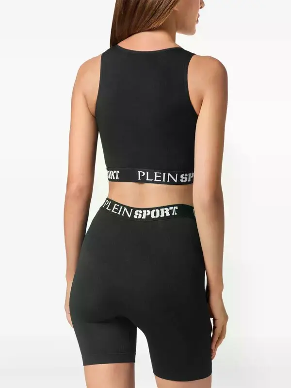 PLEIN SPORT Ribbed Seamless Training Sports Bra - Black