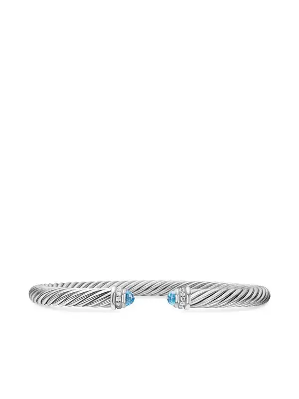 David Yurman Sterling Topaz And Diamond Classic Cable Bracelet - Silver