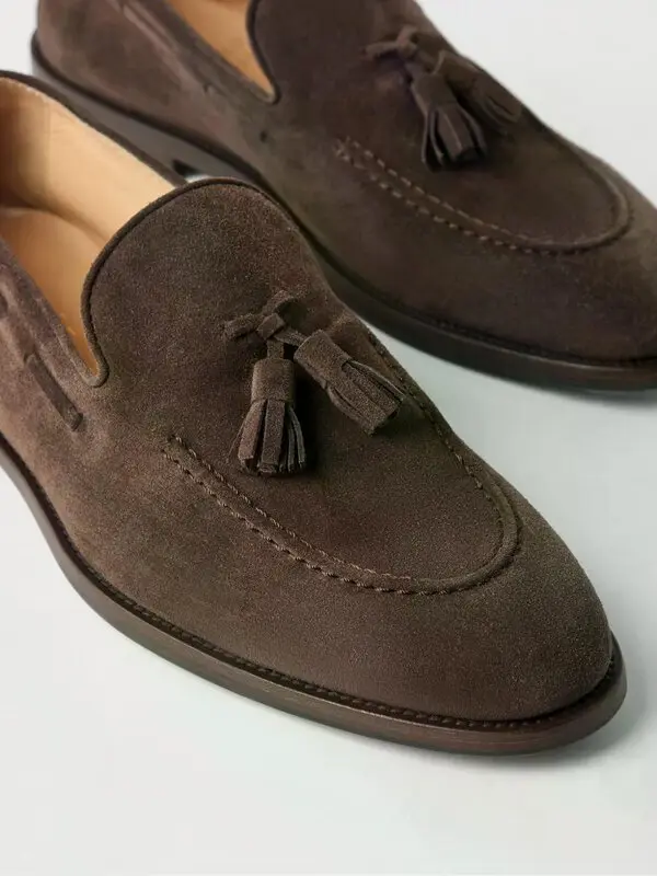 Brunello Cucinelli Tassel-embellished Suede Loafers